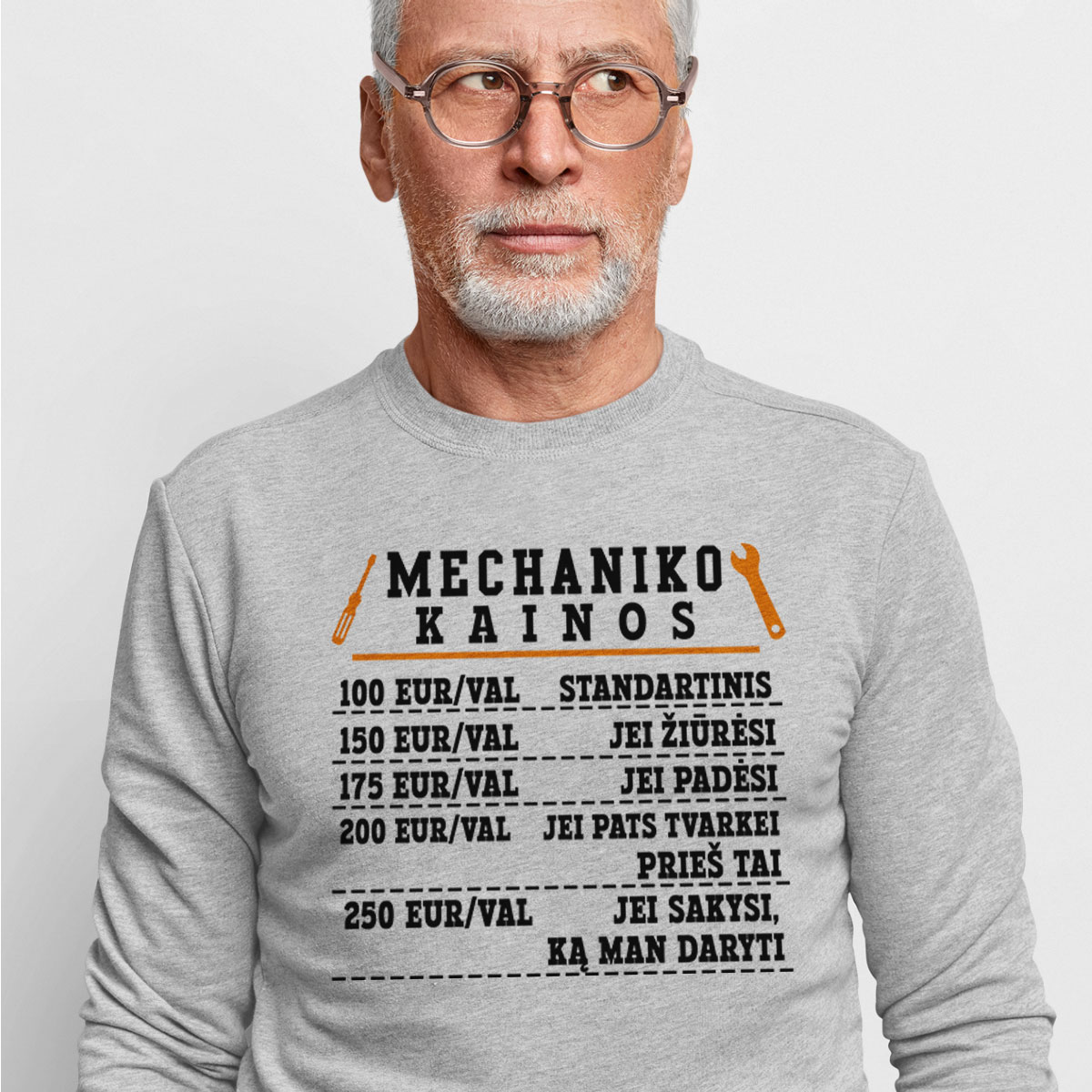 Džemperis "Mechaniko kainoraštis" (be kapišono) | Dovanusalis.lt