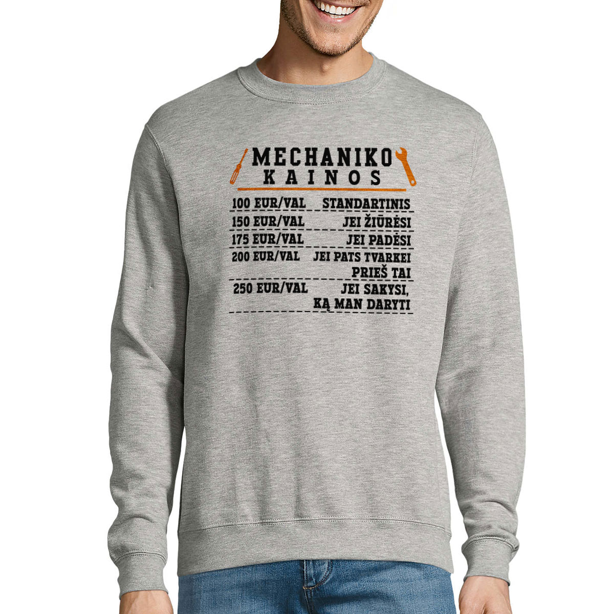 Džemperis "Mechaniko kainoraštis" (be kapišono) | Dovanusalis.lt